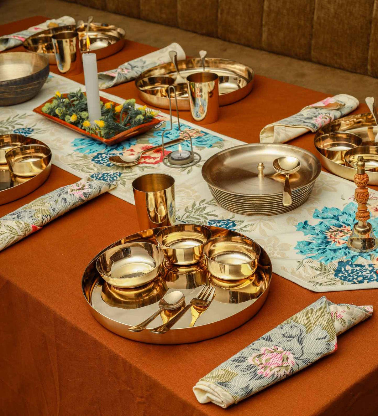 Bronze/Kansa Dinner Set Online For 6 Person | Royal Gold (12 Inch ...