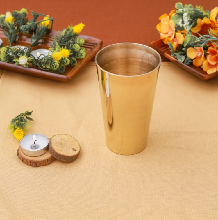 Royal Gold Bronze/Kansa Lassi Glass Set Of 2 – Kansyam Metalex