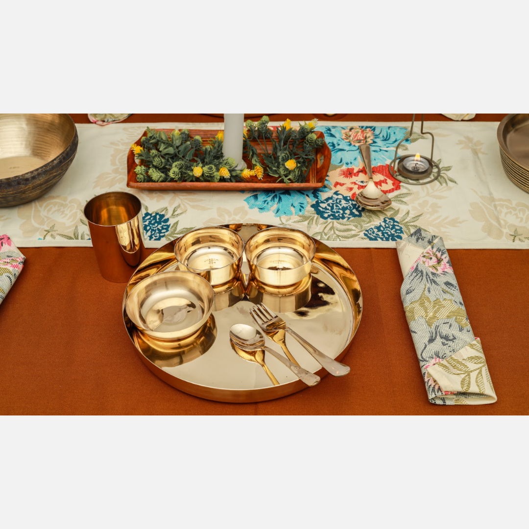 Bronze/Kansa Dinner Set For 6 Person | Royal Gold (12 Inch) – Kansyam ...